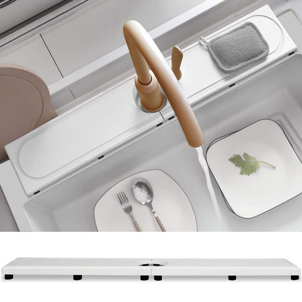 Wudkey 20 in. Water Absorbent Diatomite Stone Sink Tray with Raised ...