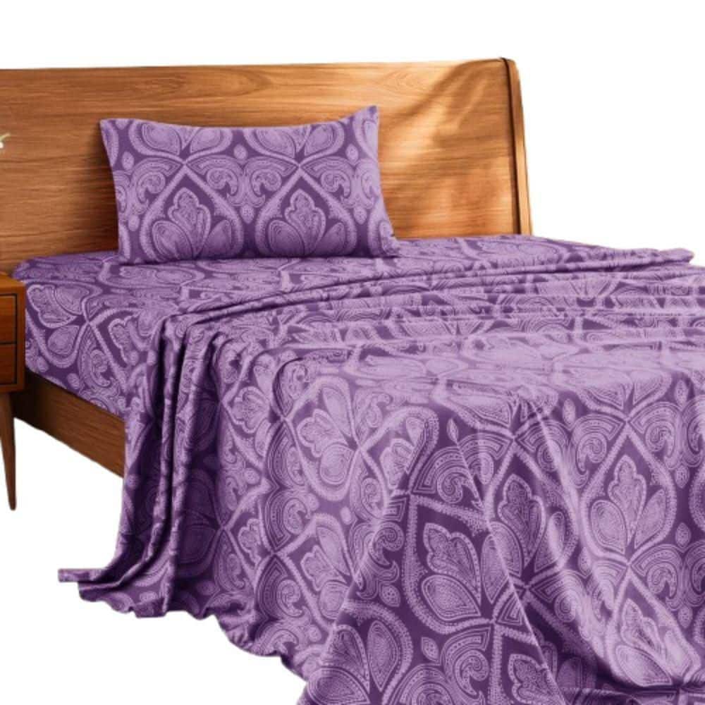 LDC LUX DECOR COLLECTION Lux Decor 3-Piece Purple Paisley Microfiber ...