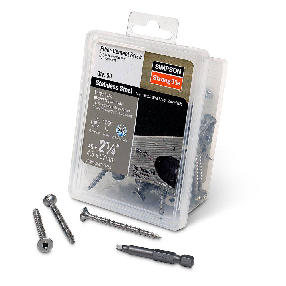 Simpson Strong-Tie #8 x 2-1/4 in. #2 Square, Wafer Head, Type 316 ...