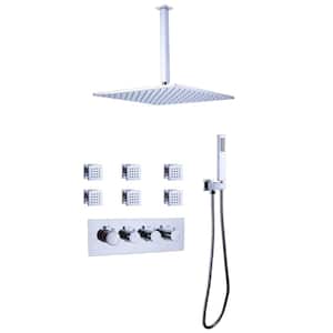 GIVING TREE 3-Jet Rectangular Wall Mount Shower System with With ...
