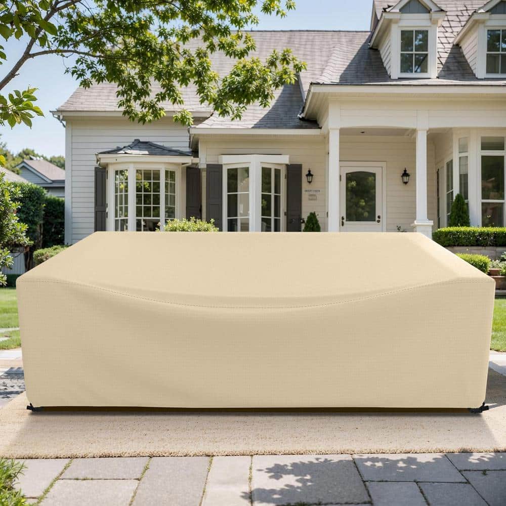 OVCRNIBI Patio Large Beige Furniture Cover 126 in. L x 63 in. W x 28 in ...