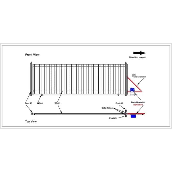 ALEKO 20 ft. x 6 ft. Black Steel Single Slide Driveway Gate Madrid ...