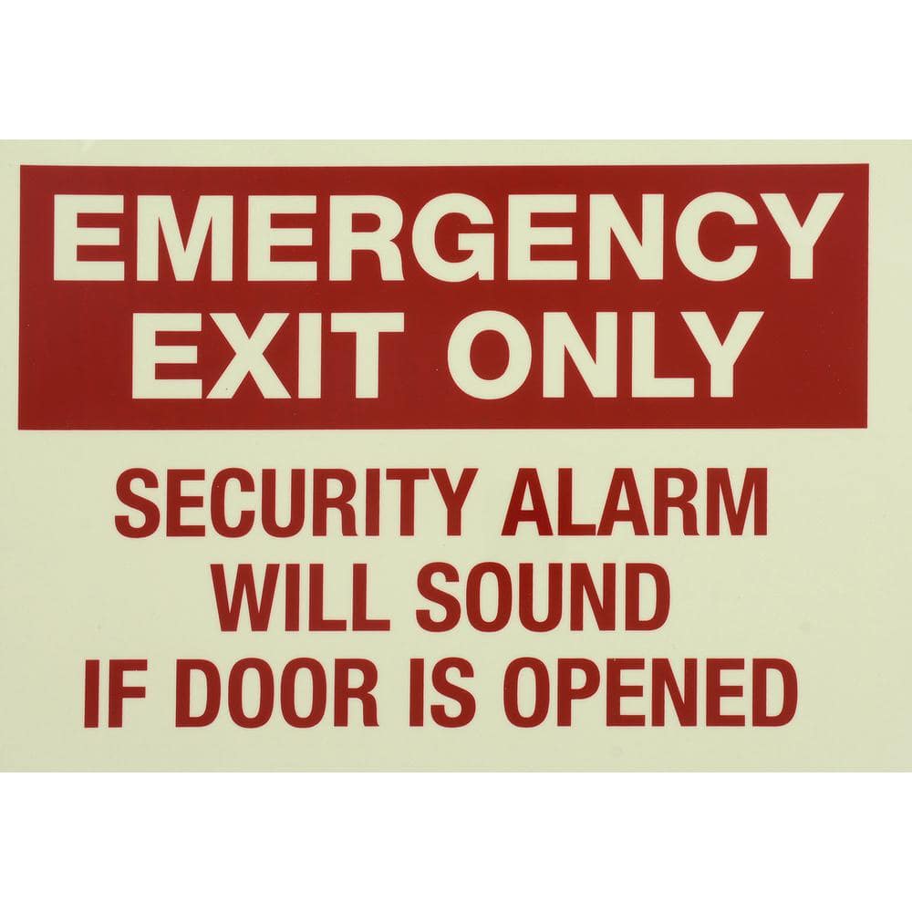Hillman 10 in. x 7 in. GID Emergency Exit Alarm Sign 842576 - The Home ...