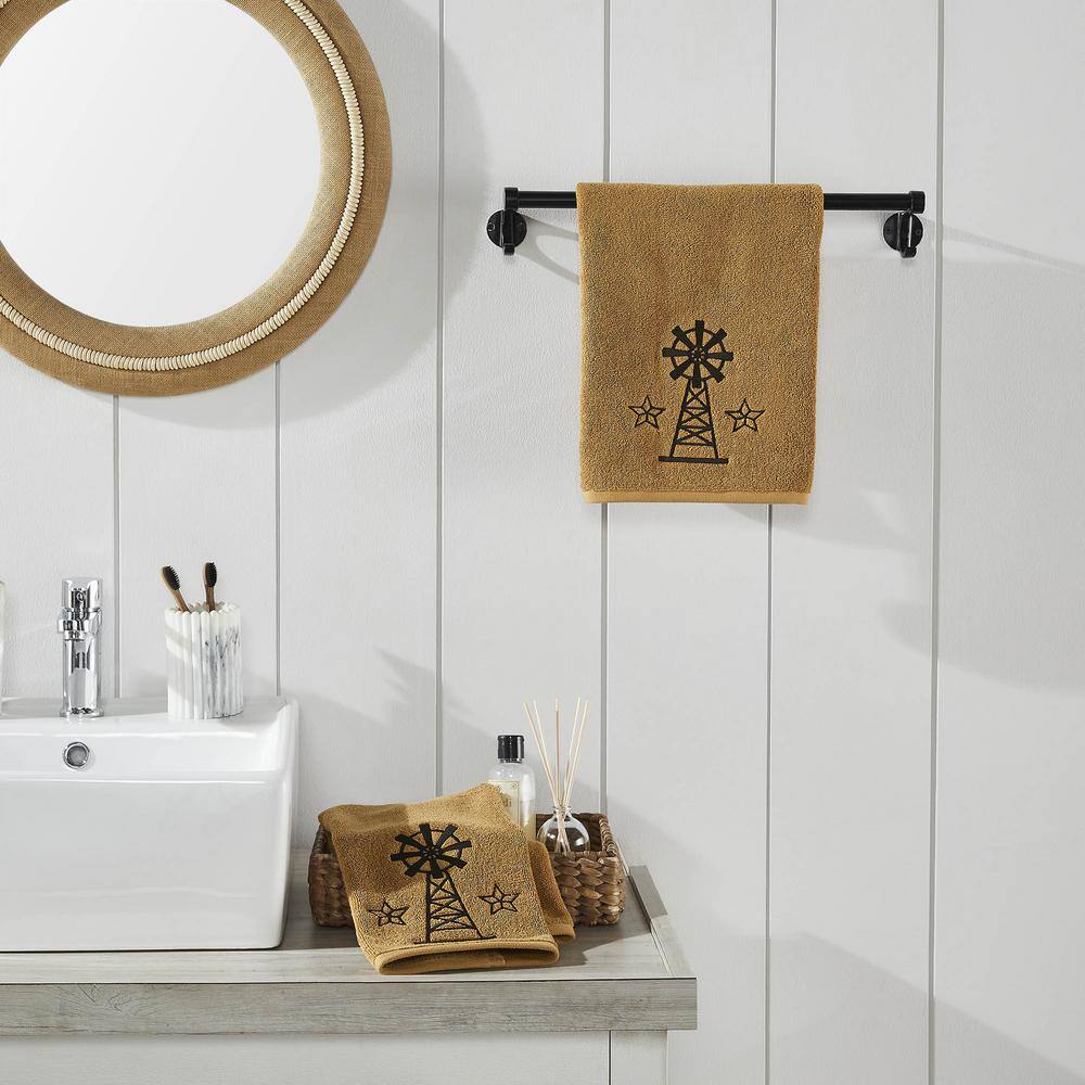 VHC Brands Windmill and Stars Doe Tan Country Black Cotton Hand Towel ...