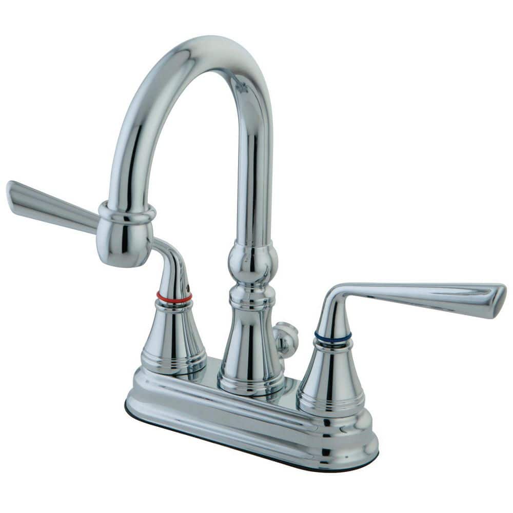 Kingston Brass Silver Sage 4 in. Centerset 2-Handle Bathroom Faucet ...