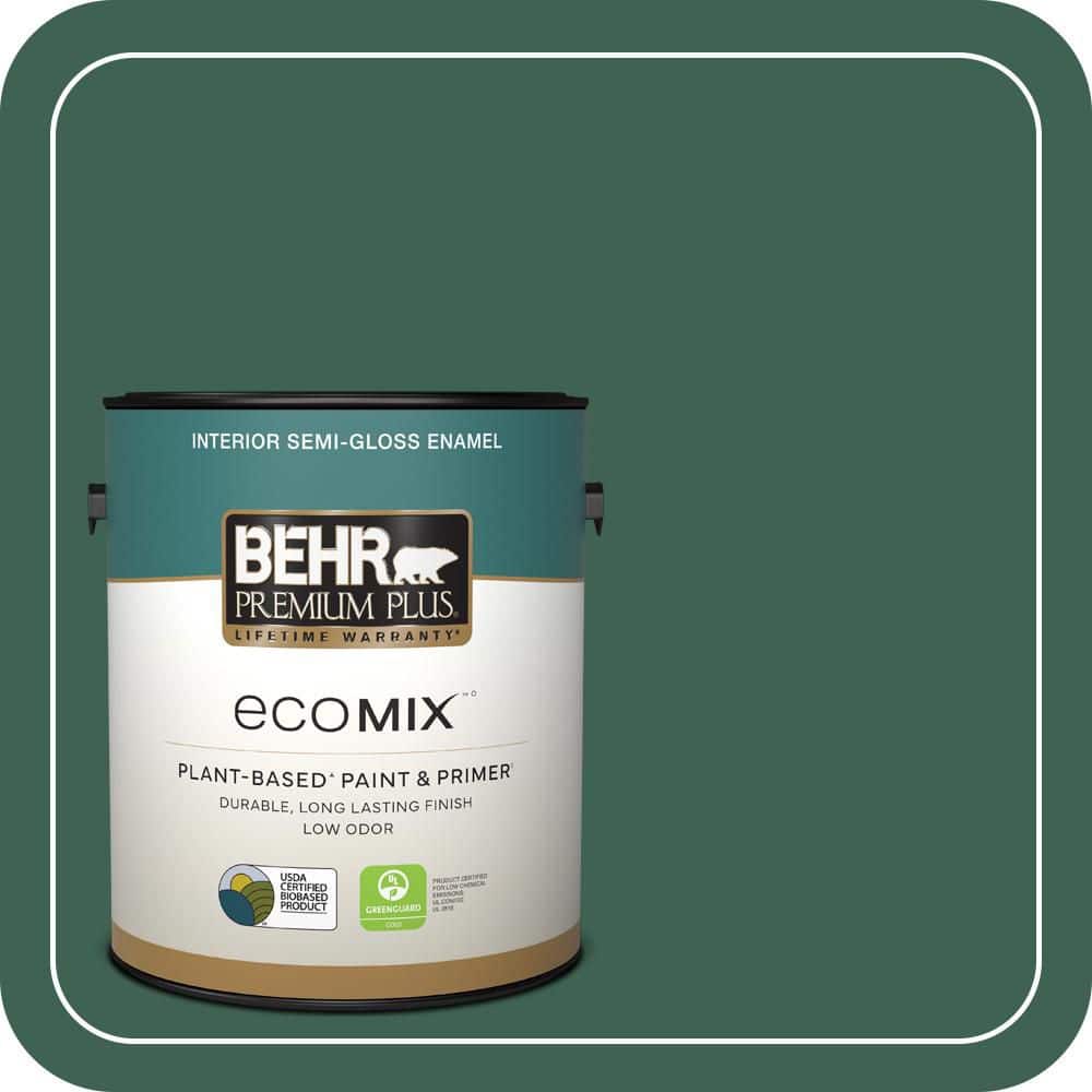 BEHR PREMIUM PLUS 1 gal. #M430-7 Green Agate Semi-Gloss Enamel EcoMix ...