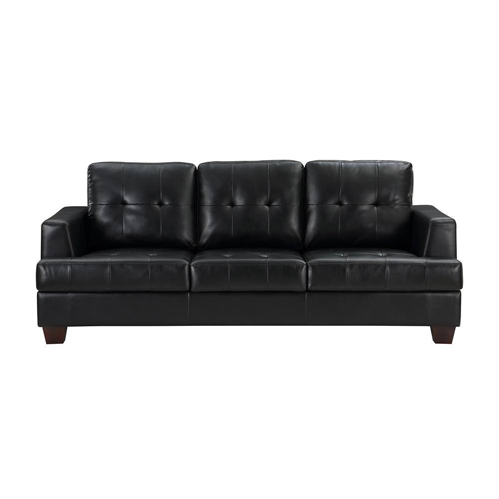 Homelegance Malcolm 88.5 in. W Straight Arm Faux Leather Rectangle Sofa ...