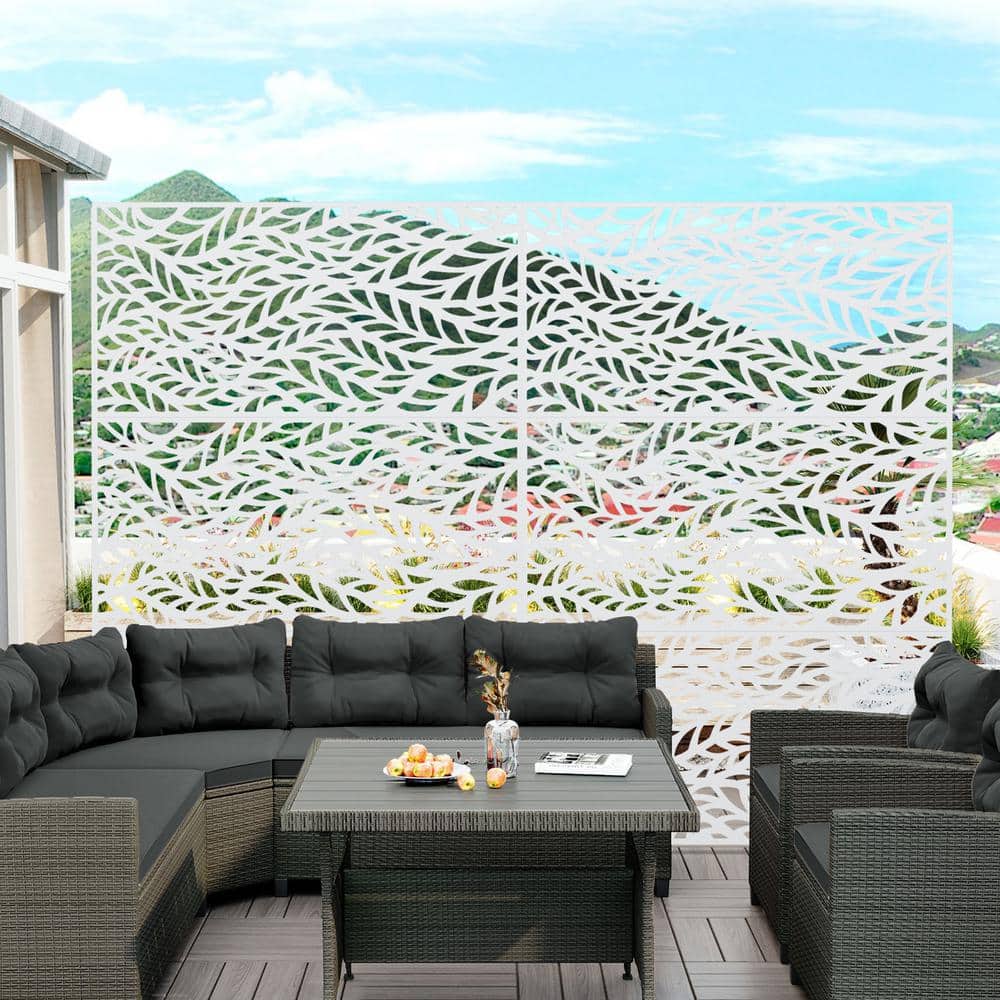 Tunearary 76 in. H Indoor Outdoor Waterproof Rustproof White Openwork ...