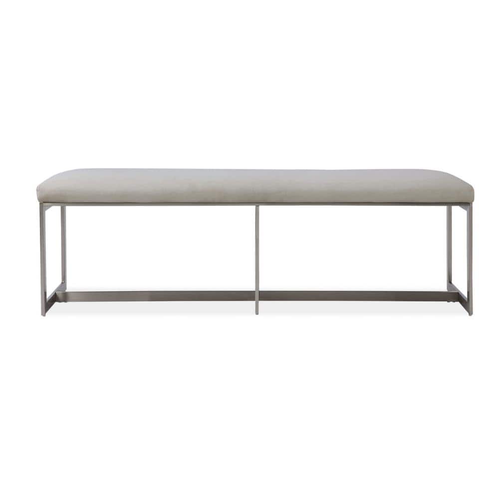 Benjara 60 in. Gray and Silver Backless Bedroom Bench with Metal Frame ...