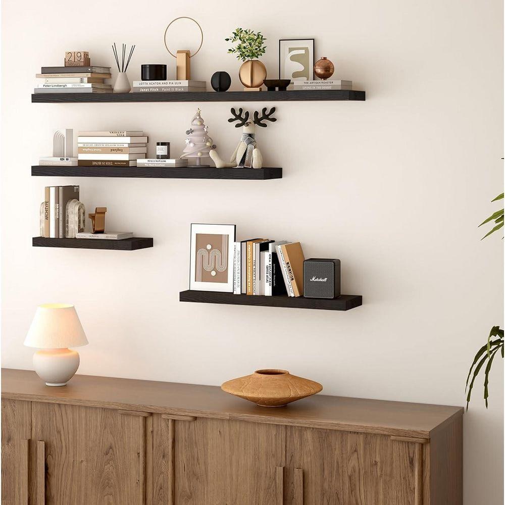 48 in. W x 6.7 in. D Black Floating Shelves for Wall Decor 2-Decorative ...