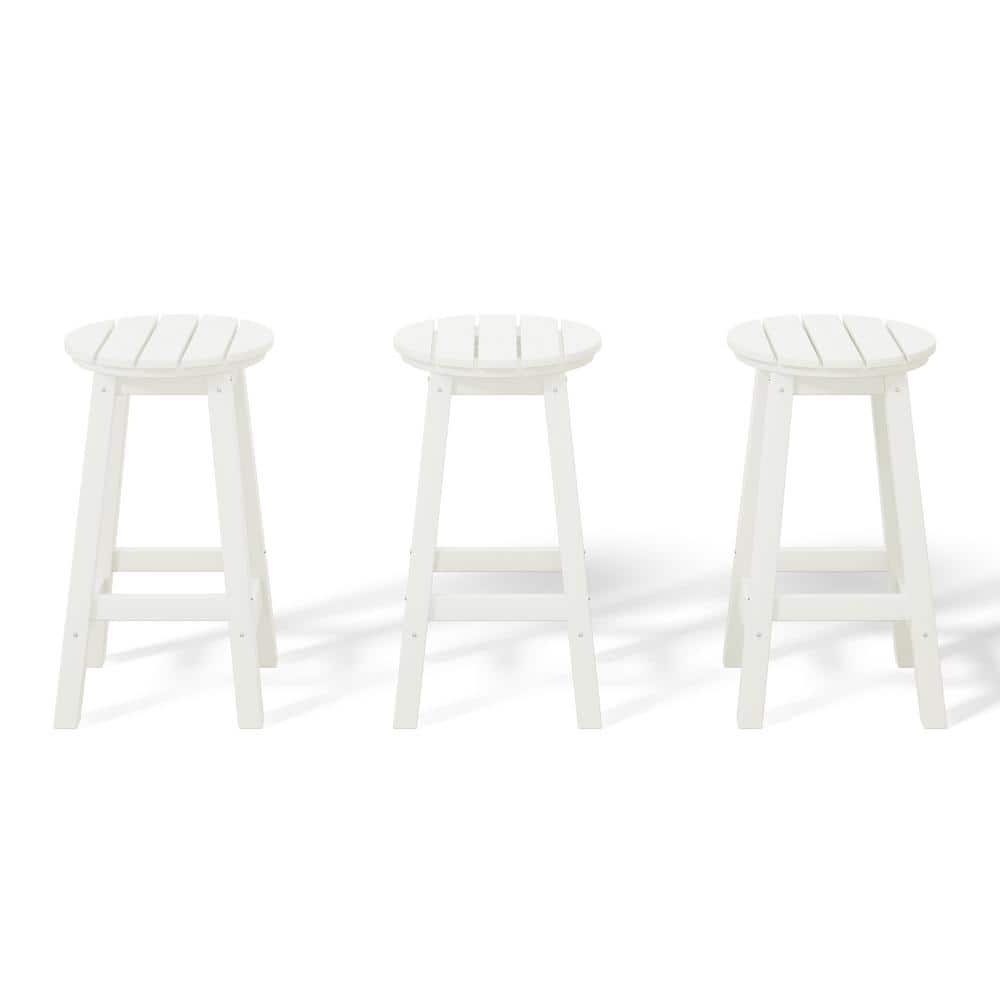 WESTIN OUTDOOR Laguna 24 in. Round HDPE Plastic Backless Counter Height ...