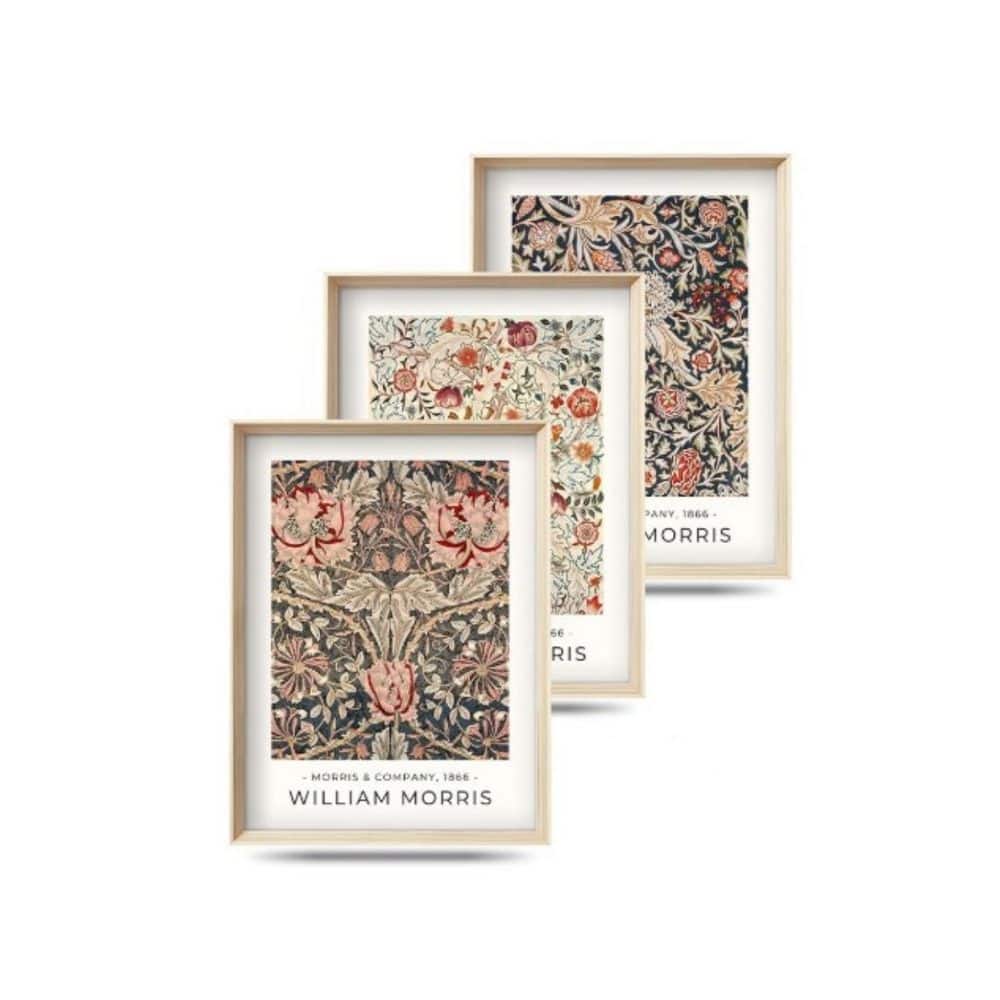William Morris Floral 3 Piece Framed Poster 16 in. x 12 in TN0472 - The ...