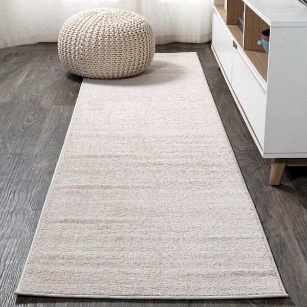 JONATHAN Y Haze Solid Low-Pile Ivory 2 ft. x 14 ft. Runner Rug SEU100D ...