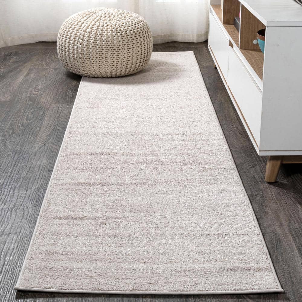 JONATHAN Y Haze Solid Low-Pile Ivory 2 ft. x 16 ft. Runner Rug SEU100D ...