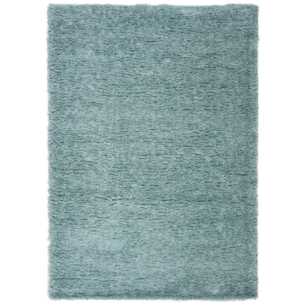 SAFAVIEH Madrid Shag Aqua 9 ft. x 12 ft. Solid Color Shag Area Rug ...