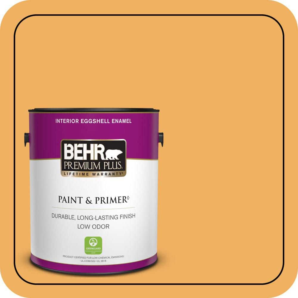 BEHR PREMIUM PLUS 1 gal. #PMD-74 Sweet Honey Eggshell Enamel Low Odor ...