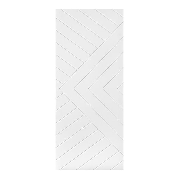 AIOPOP HOME Modern Chevron Pattern 30 in. x 84 in. MDF Panel White ...
