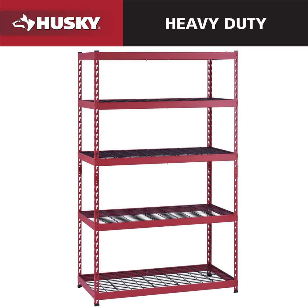 Husky 5-Shelf Metal Heavy-Duty Adjustable Garage Storage Shelving Unit ...