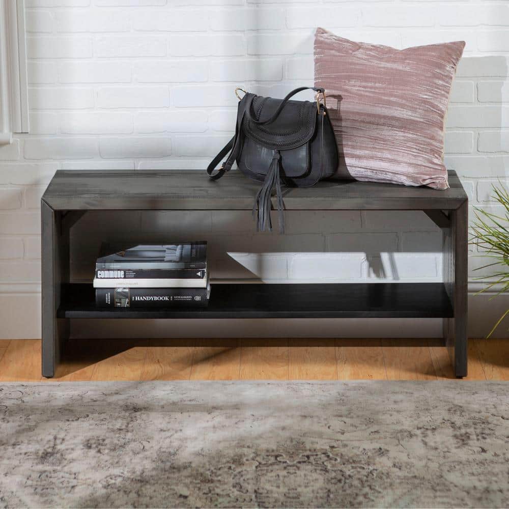 Walker Edison Furniture Company 42 in. Gray Solid Reclaimed Wood Entry ...