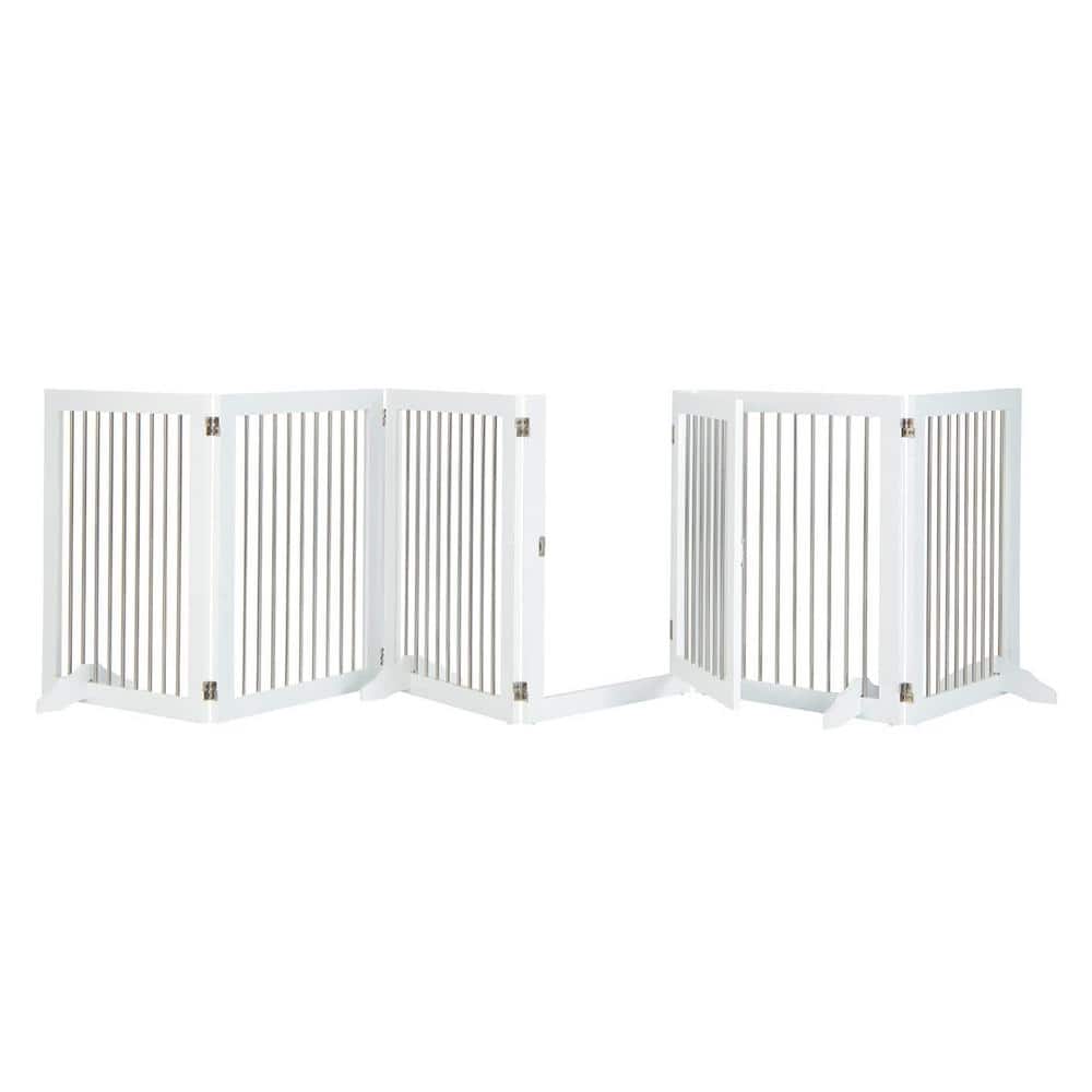 FORCLOVER Freestanding 6-Panel Dog Gate with 4 Support Feet for Stairs ...