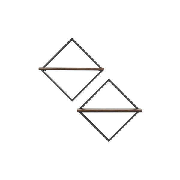 StyleWell 15 in. H x 15 in. W x 4 in. D Wood and Black Metal Wall-Mount ...