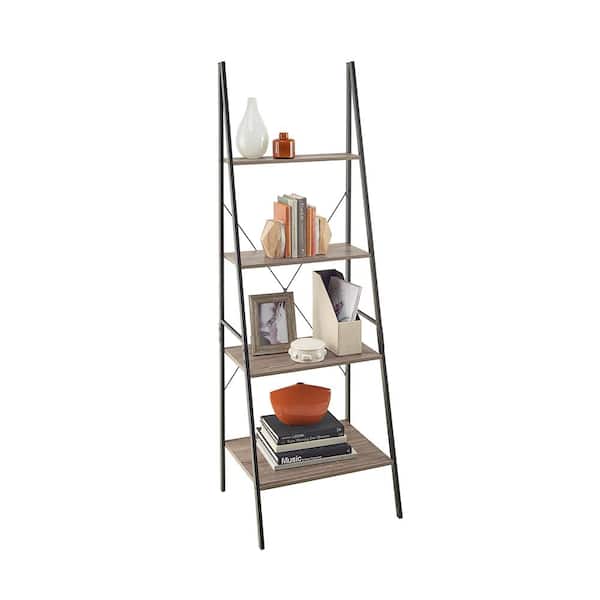 ClosetMaid Mixed Material Storage Furniture 70.87 in. H x 20 in. D Gray 4 Shelf Ladder Bookcase 1316