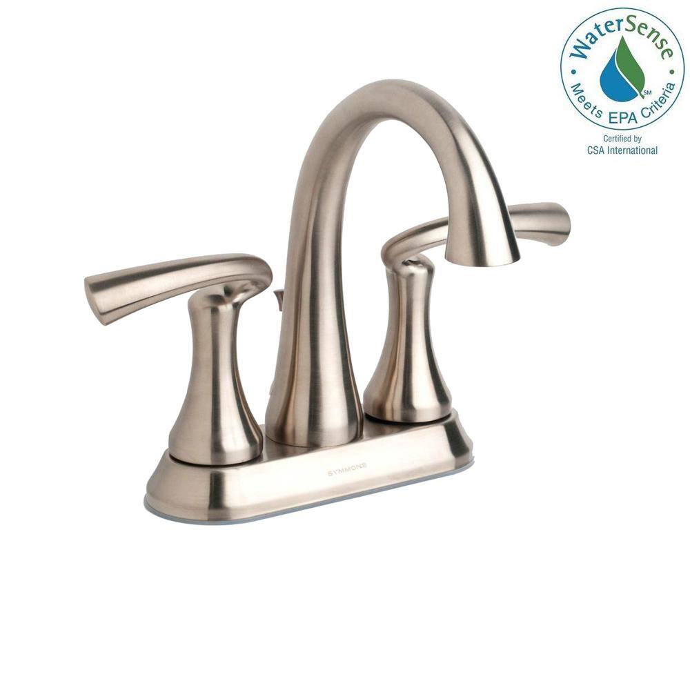 Symmons Brenna 4 in. Centerset 2-Handle Mid-Arc Bathroom Faucet in ...