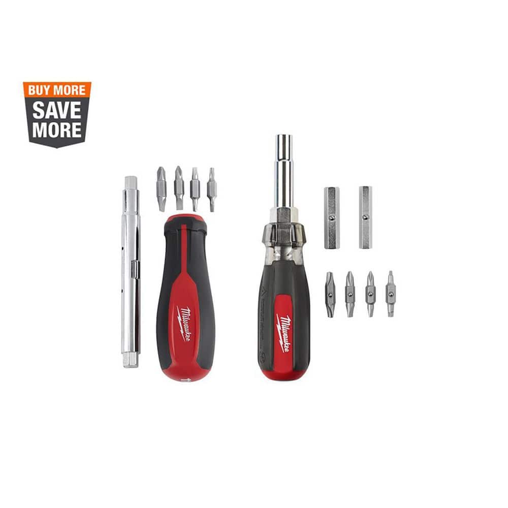 Milwaukee 13-in-1 Multi-Tip Cushion Grip Screwdriver with 11-in-1 Multi ...