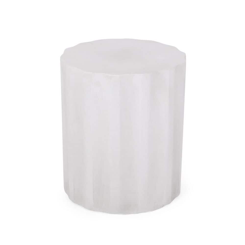 15.50 in. W x 15.50 in. D x 18.00 in. H Antique White Concrete Side ...