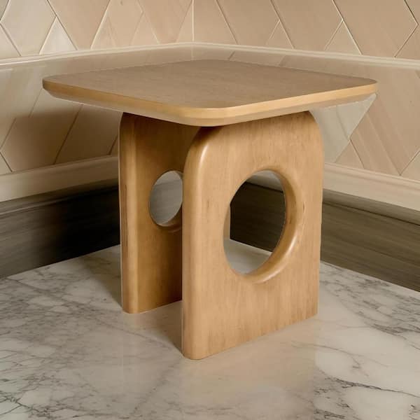 HOME IMPORTS EMPORIUM 22 in. Light Brown Square Wood End Table, Sturdy ...