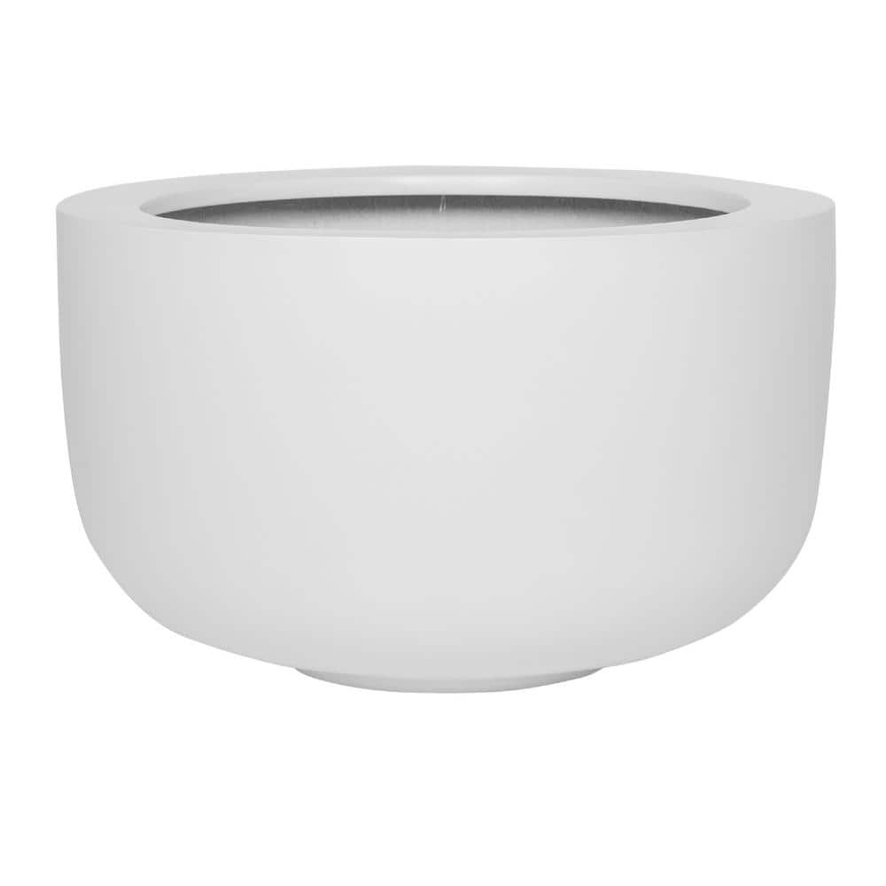 PotteryPots Sunny Large 17.7 in. Dia Matte White Fiberstone Indoor ...