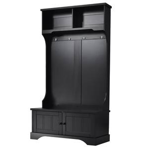 Harper & Bright Designs Black Entryway Bench Hall Trees with Shelves ...