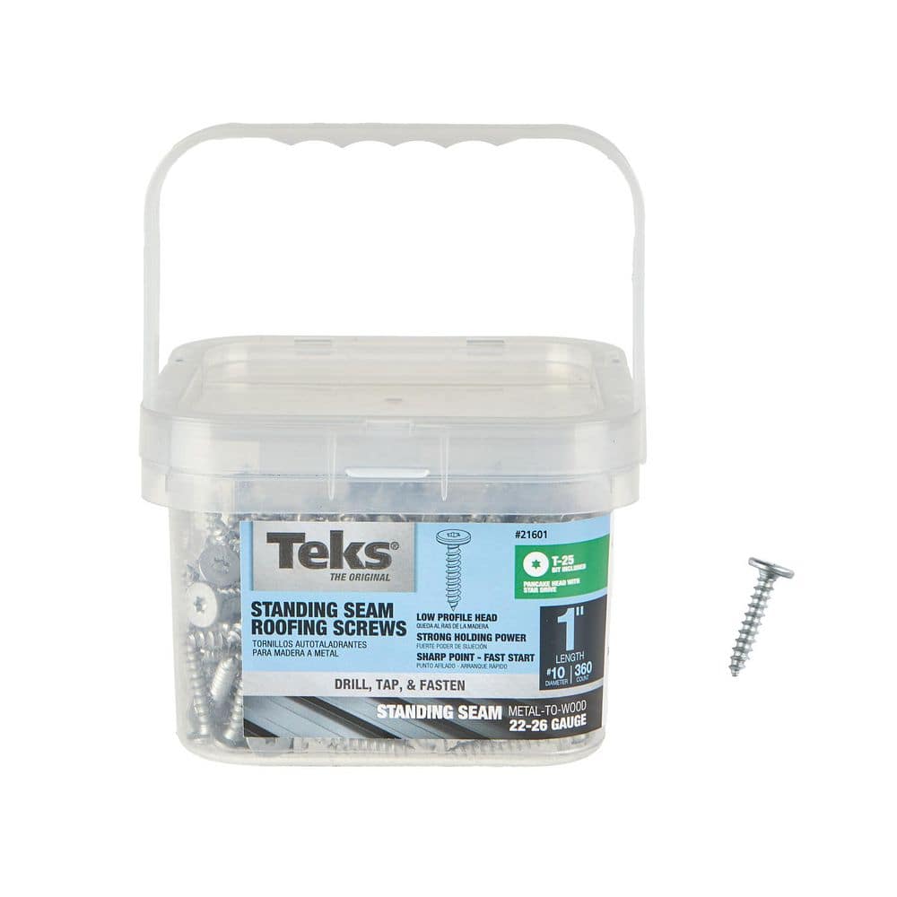 Teks #10 x 1 in. Star Drive Pancake Flat Head Sharp Point Standing Seam ...