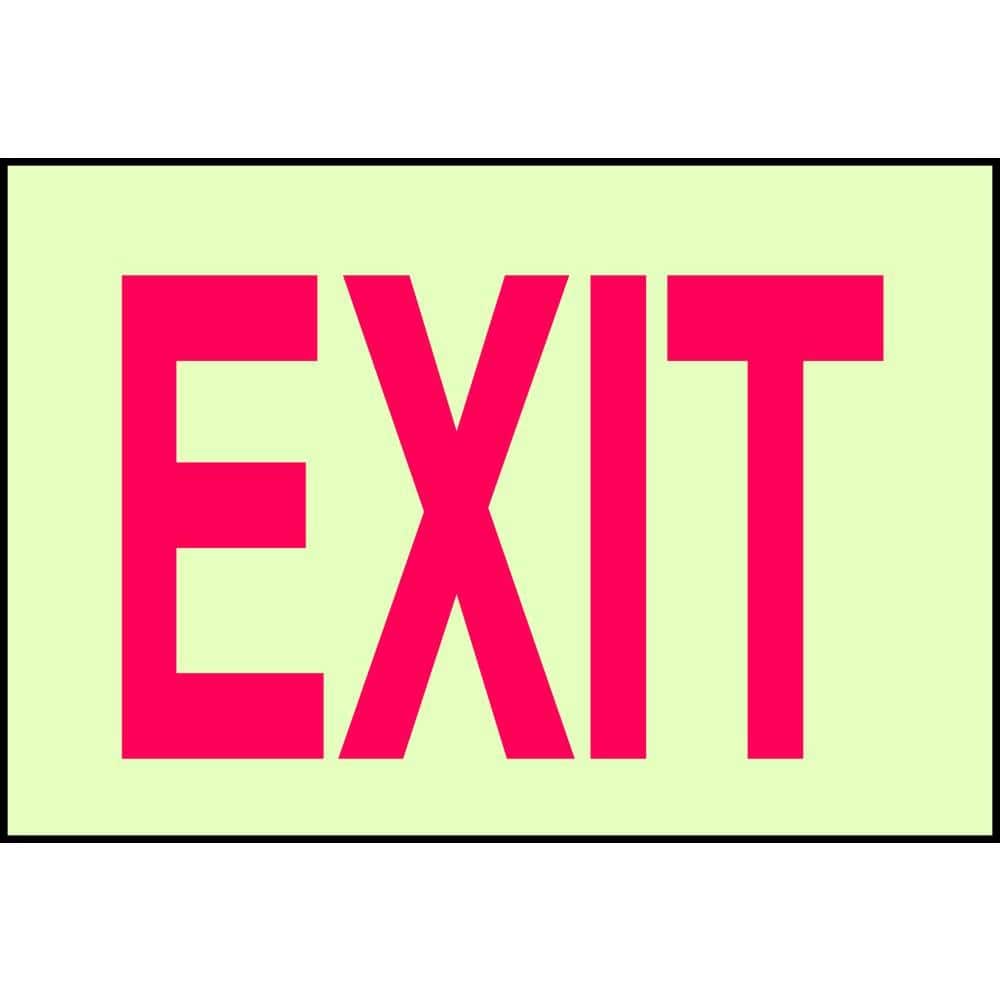 Brady 7 in. x 10 in. Glow-in-the-Dark Self-Stick Polyester Exit Sign ...