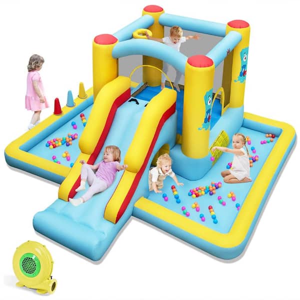 Costway Inflatable Bounce House with Slide Jumping Area Obstacle Ball ...