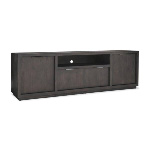 Benjara 84 in. Gray Wood TV Stand Fits TVs up to 75 in. with 4 Cabinets ...