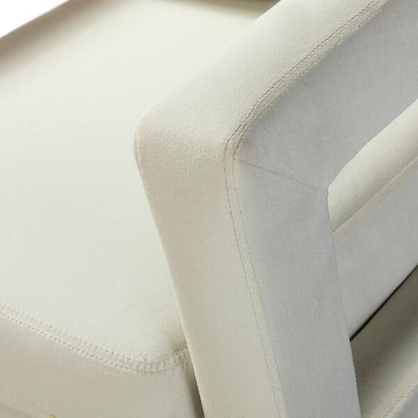 JAYDEN CREATION Anika Modern Ivory Comfy Velvet Arm Chair with ...
