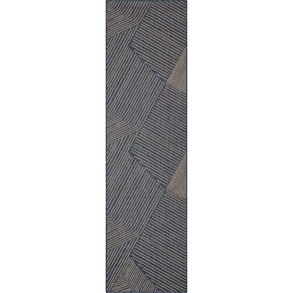Well Woven Medusa Linden Blue 2 ft. 7 in. x 9 ft. 10 in. Runner Indoor ...