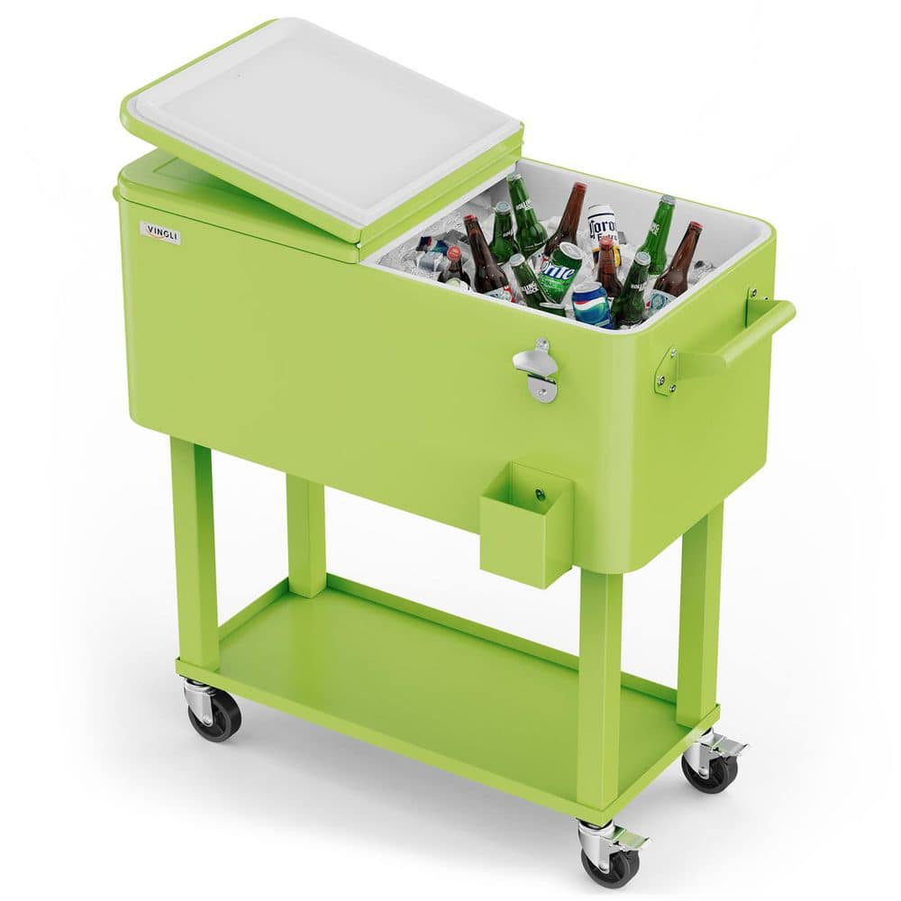 VINGLI 80 qt. Rolling Cart on Wheels, Patio Cooler for Party, Ice Chest ...