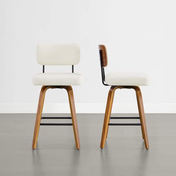 Spruce & Spring Mara 37.4" Beige 360° Swivel Bar Stools with Upholstery ...