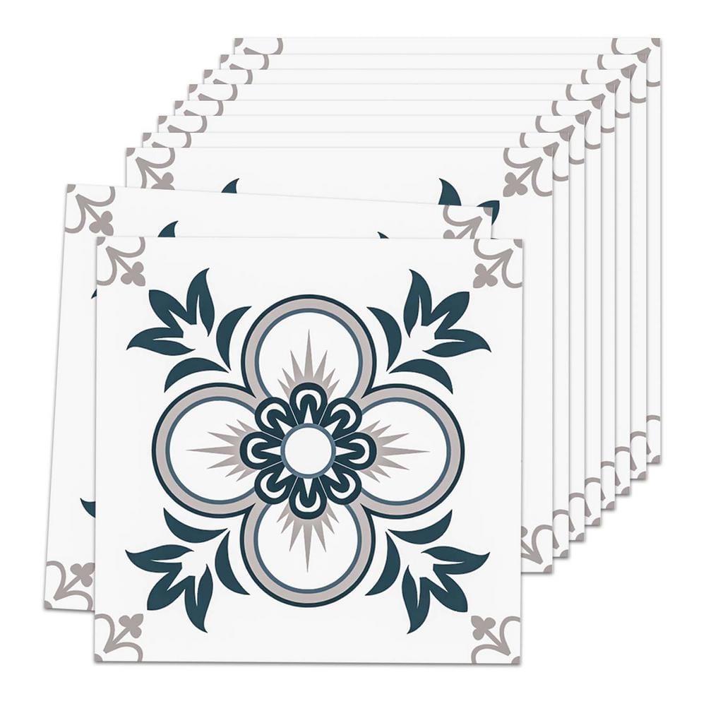 Vsmile 12 in. x 12 in. Vinyl Peel Stick Wall and Floor Tile Backsplash ...