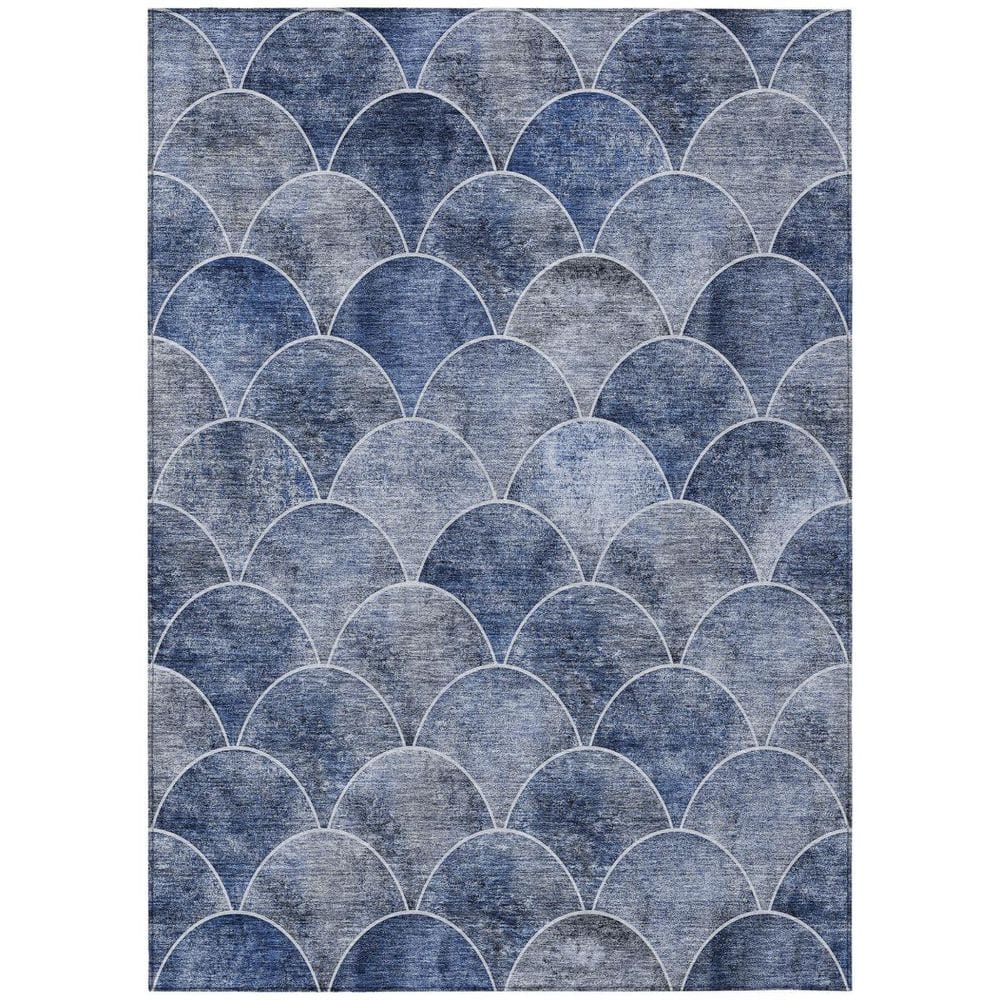 HomeRoots Denim Blue, Gray 8 ft. x 10 ft. Woven Abstract Polyester ...