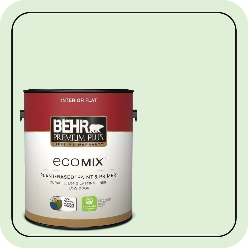 BEHR PREMIUM PLUS 1 gal. #440C-2 Cucumber Crush Flat EcoMix Plant-Based ...