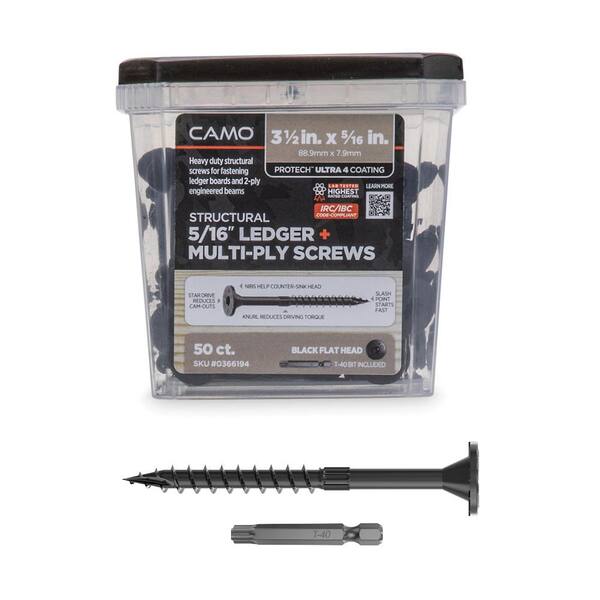 CAMO 5/16 in. x 3-1/2 in. Star Drive Flat Head Multi-Purpose + Multi ...