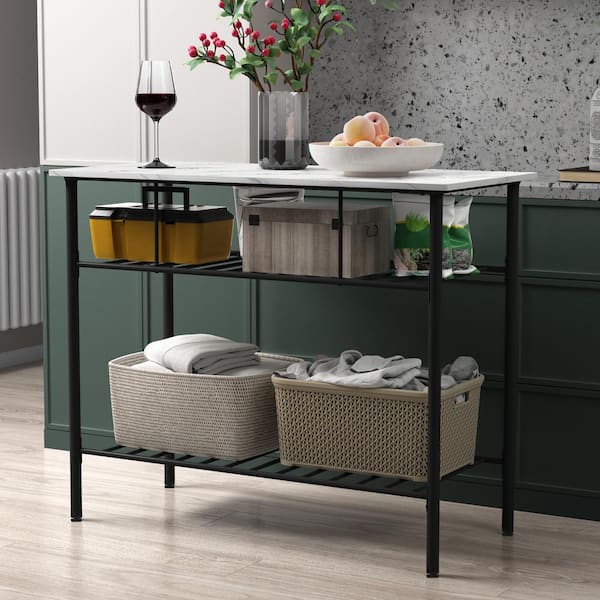 FUNKOL White Metal 43.3 in. L x 20 in. W x 35.4 in. H Multifunctional ...