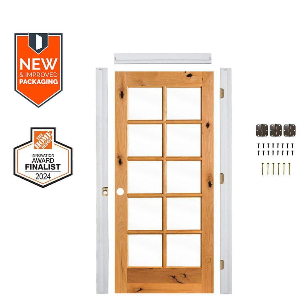 Krosswood Doors 28in.x80in. Right-Hand 10-Lite Clear Glass Clear Stain ...