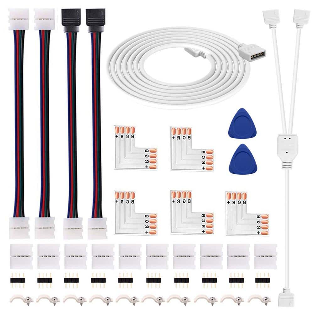BIBIVIS 3.3 ft. 4-pin LED Strip Connector Kit Includes LED Connectors L ...