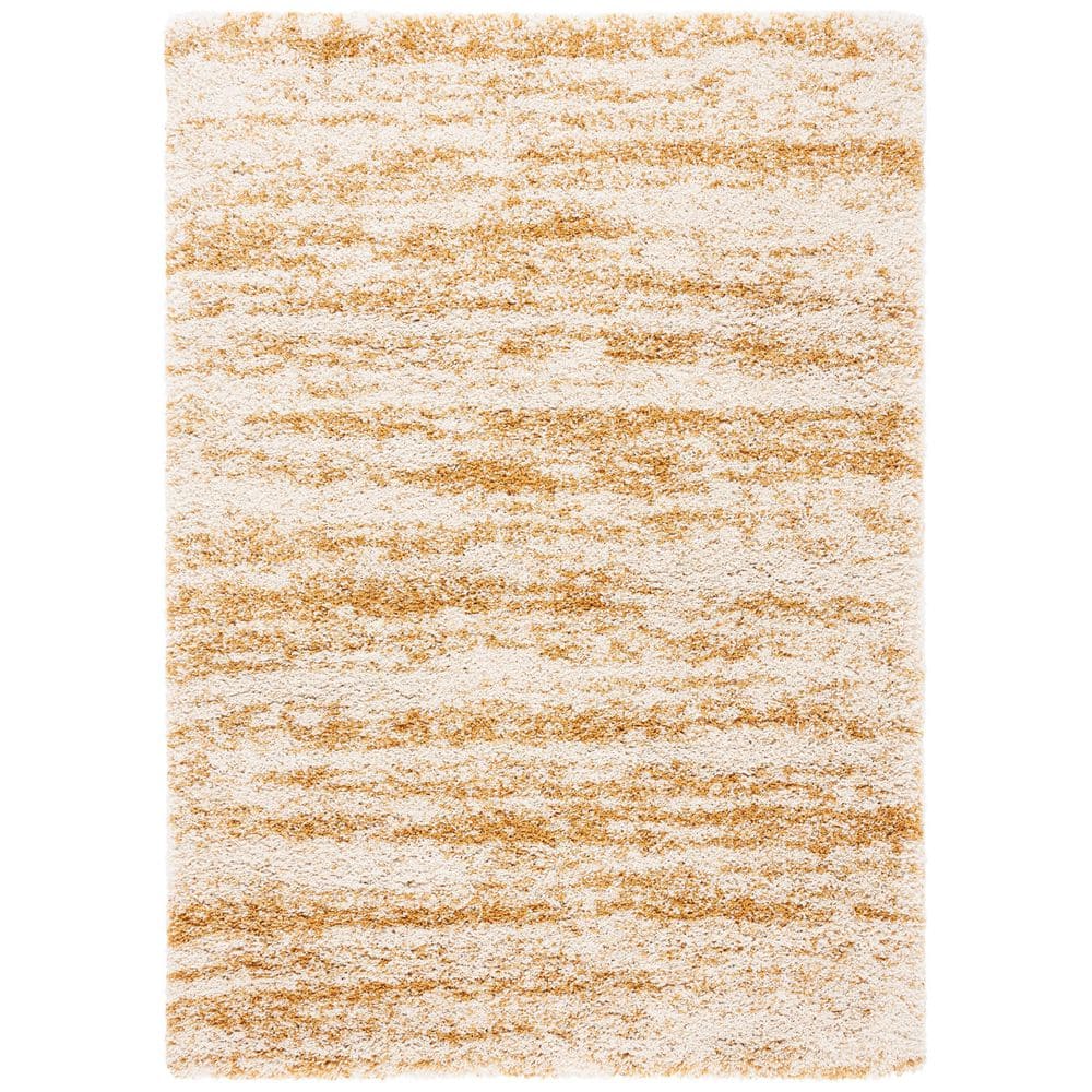 SAFAVIEH Hudson Shag Ivory/Gold 4 ft. x 6 ft. Marble Area Rug SGH206D ...