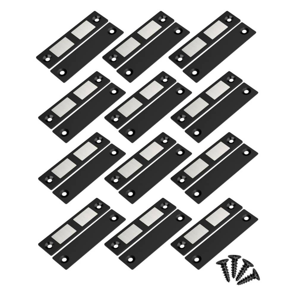 Numhew 12-Pack Black Ultra Thin Magnets Latch, Kitchen Door Magnetic ...