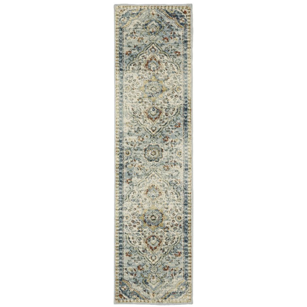 AVERLEY HOME Brixworth Blue/Multi-Colored 2 ft. x 7 ft. Oriental ...
